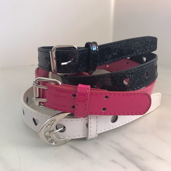 unbranded | Accessories | 3 Piece Girls Belt Set Pink Black Glitter And ...